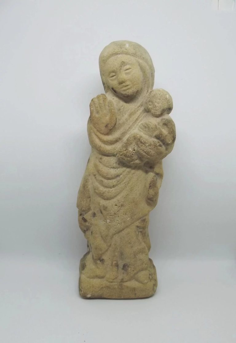 14th Century Limestone Mary & Jesus Carved Figure - Sally Antiques