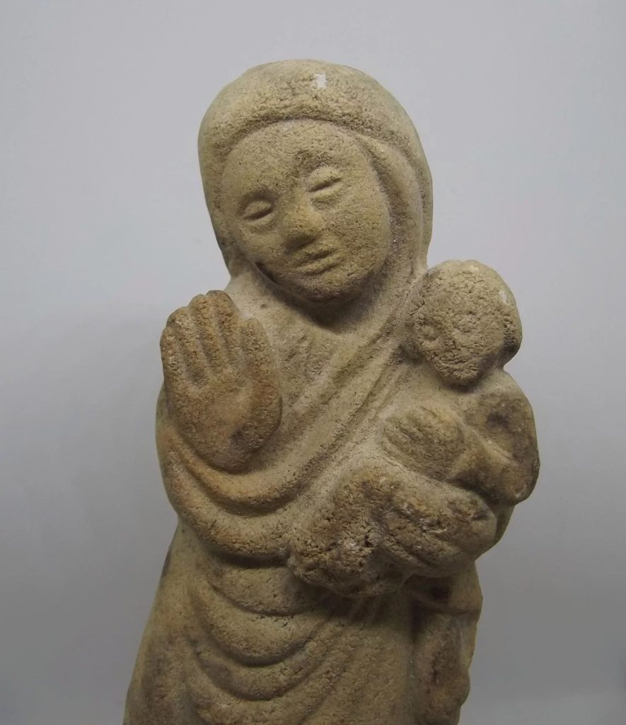 14th Century Limestone Mary & Jesus Carved Figure - Sally Antiques