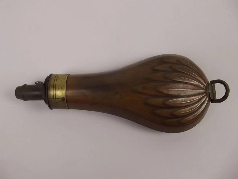 19th Century Copper & Brass Powder Flask With 3 Settings - Sally Antiques