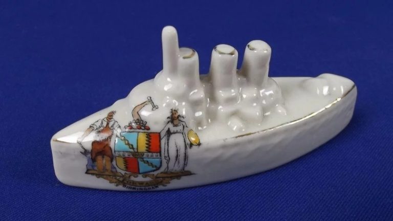 Carlton Crested China Model Of A WW1 Battleship, Forward Birmingham ...