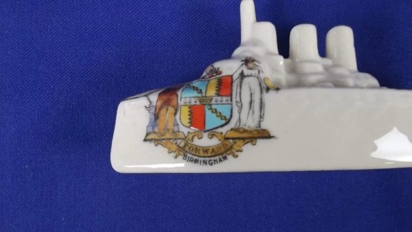 Carlton Crested China Model Of A WW1 Battleship, Forward Birmingham ...