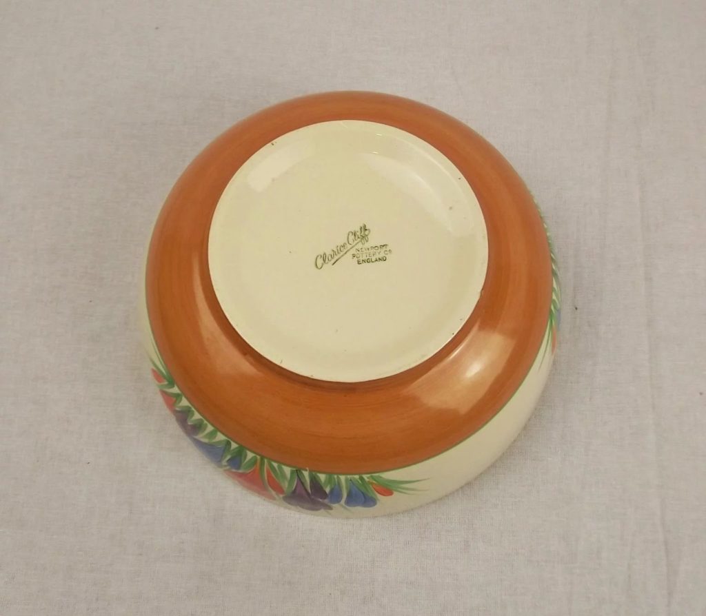 Circa 1930’s Clarice Cliff Autumn Crocus Pattern Bowl - Sally Antiques