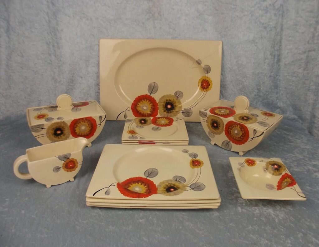 Circa 1930’s Clarice Cliff Bizarre Tresco Pattern 14 Piece Dinner Set ...
