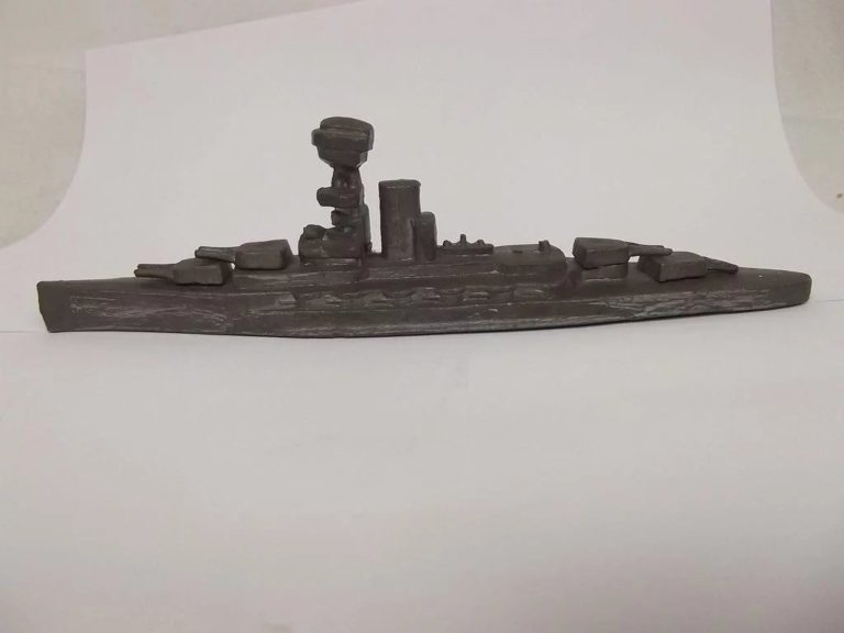 Circa WW2 Lead Battleship Made On Board - Sally Antiques