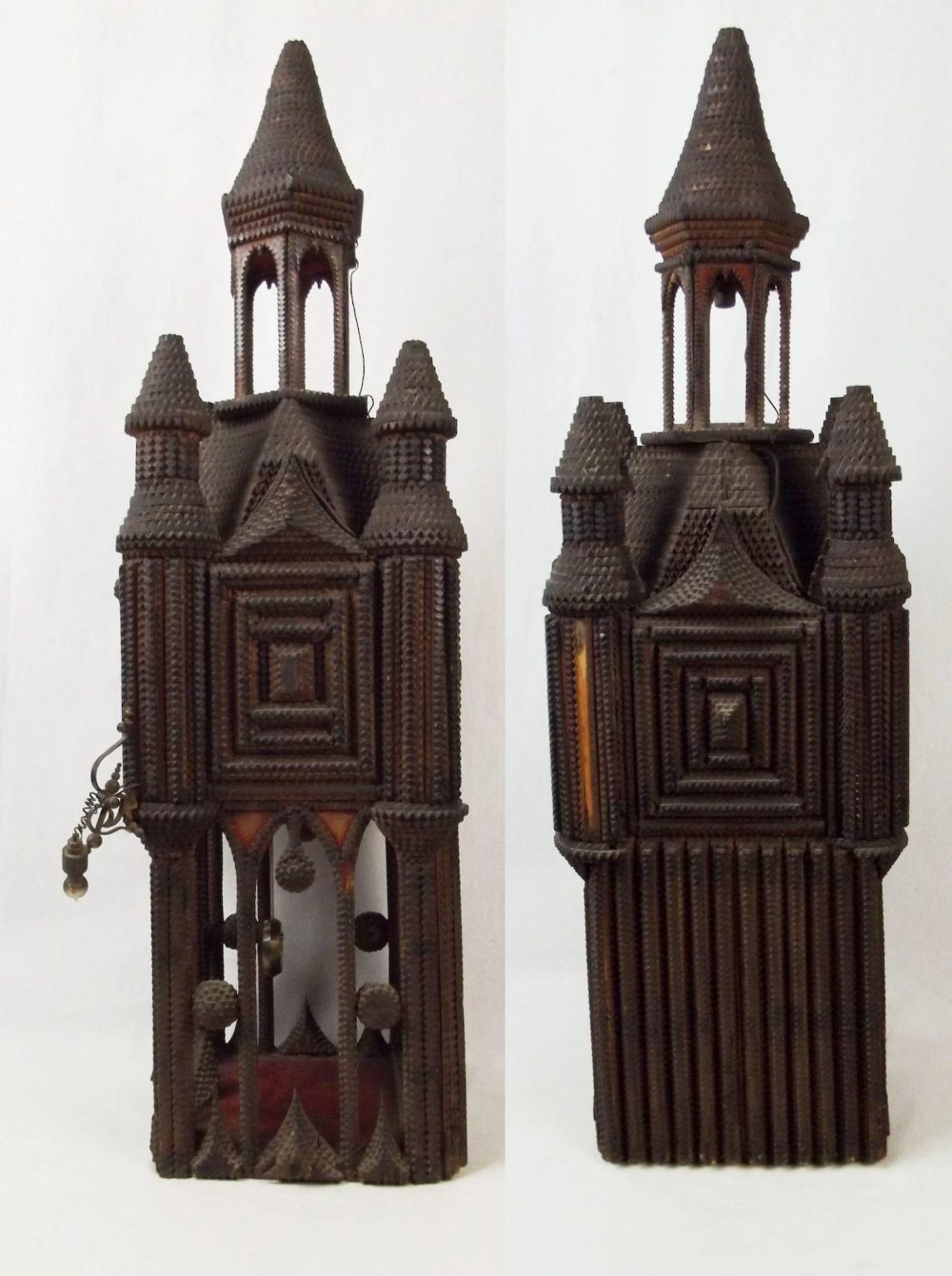 Early 20th Century Tramp Art Pendulum Clock - Sally Antiques