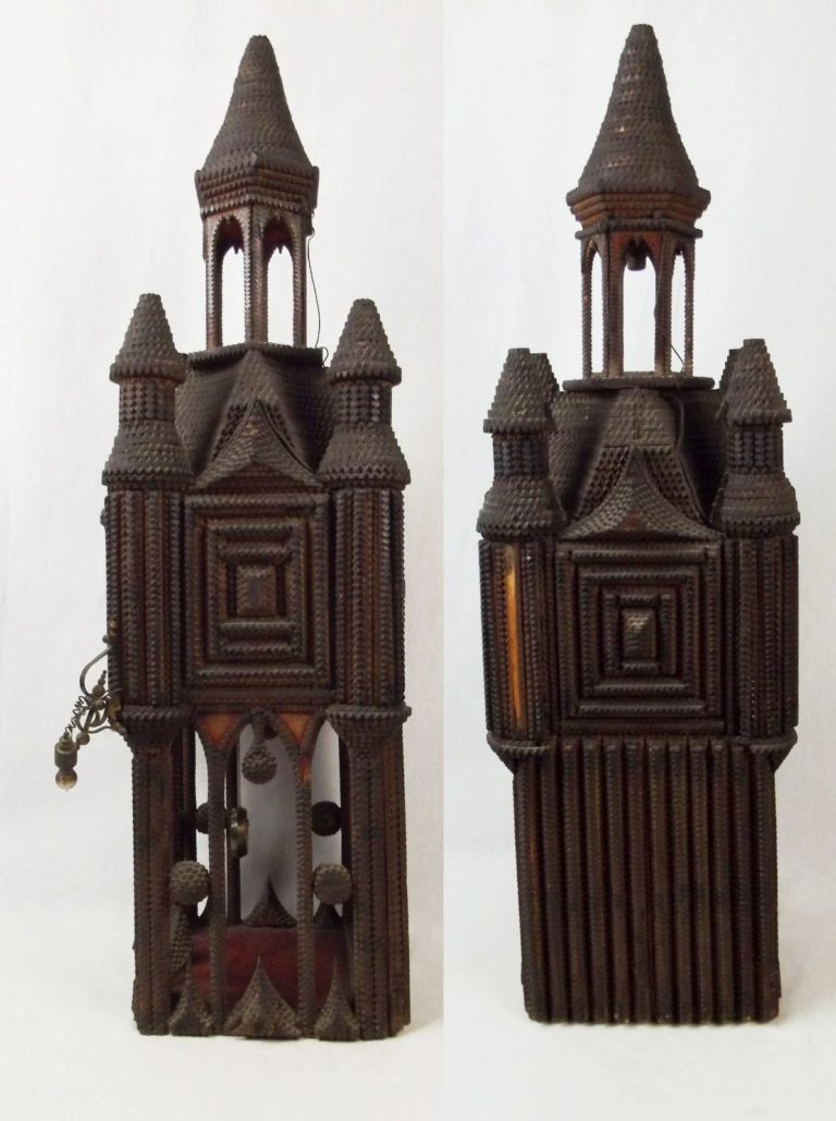 Early 20th Century Tramp Art Pendulum Clock - Sally Antiques