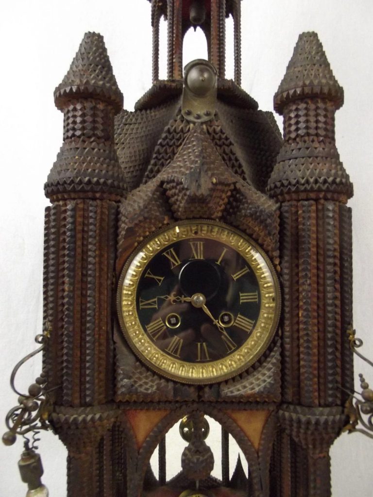 Early 20th Century Tramp Art Pendulum Clock - Sally Antiques