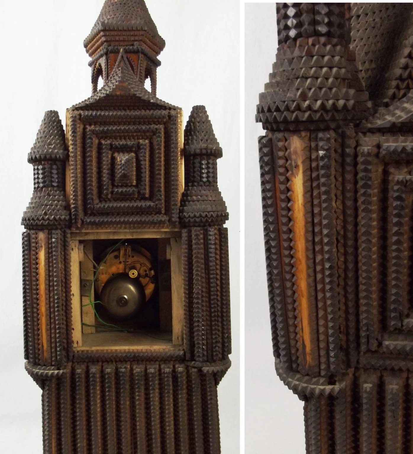 Early 20th Century Tramp Art Pendulum Clock - Sally Antiques