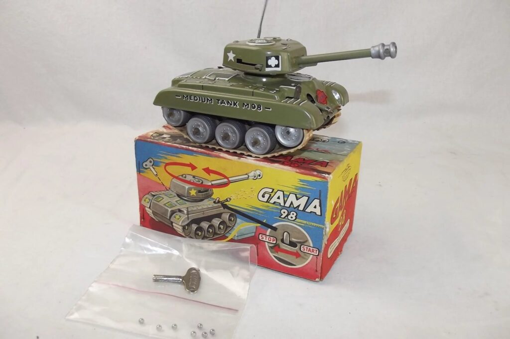 GAMA Clockwork Tin Plate Medium Tank M98 #3 - Sally Antiques