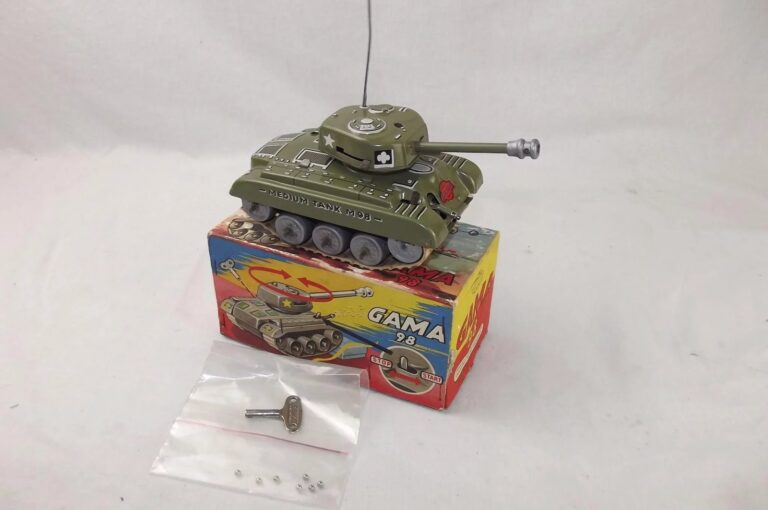 GAMA Clockwork Tin Plate Medium Tank M98 #3 - Sally Antiques