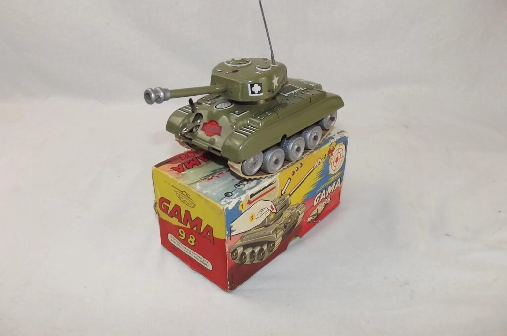 GAMA Clockwork Tin Plate Medium Tank M98 #3 - Sally Antiques