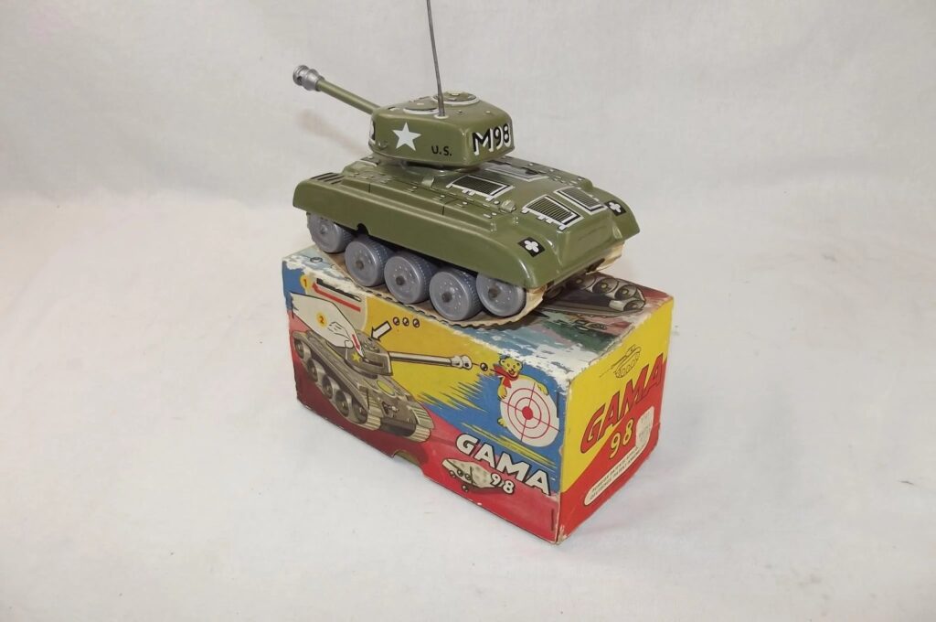 GAMA Clockwork Tin Plate Medium Tank M98 #3 - Sally Antiques