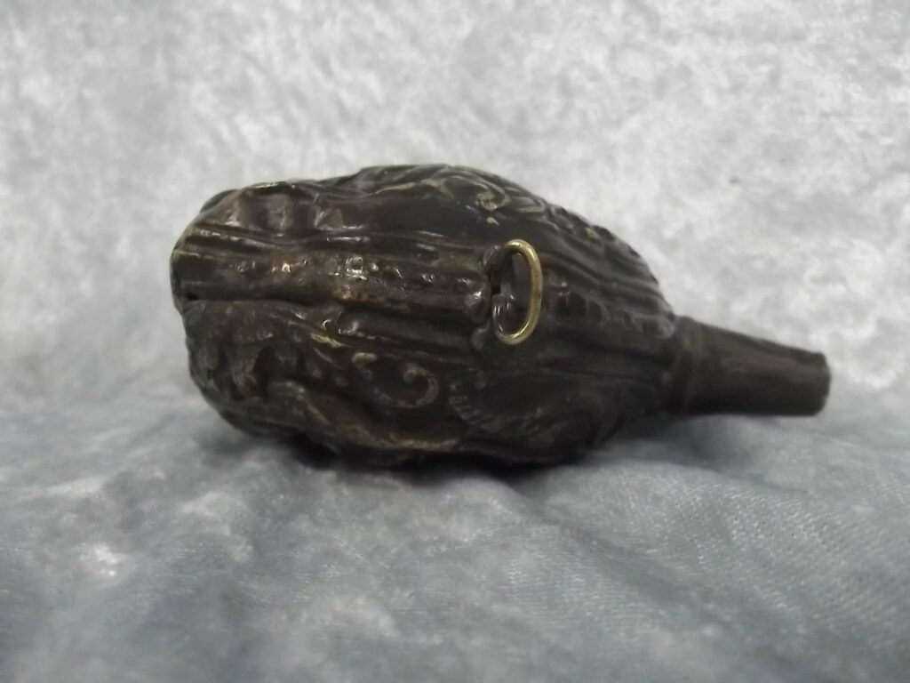 Late 17th Century Brass Hunting Powder Flask - Sally Antiques