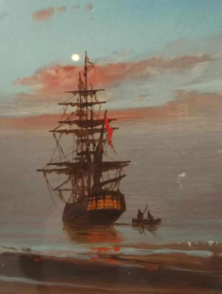 Les ‘Jason’ Spence Framed Pastel & Watercolour Of A Ship At Harbour ...