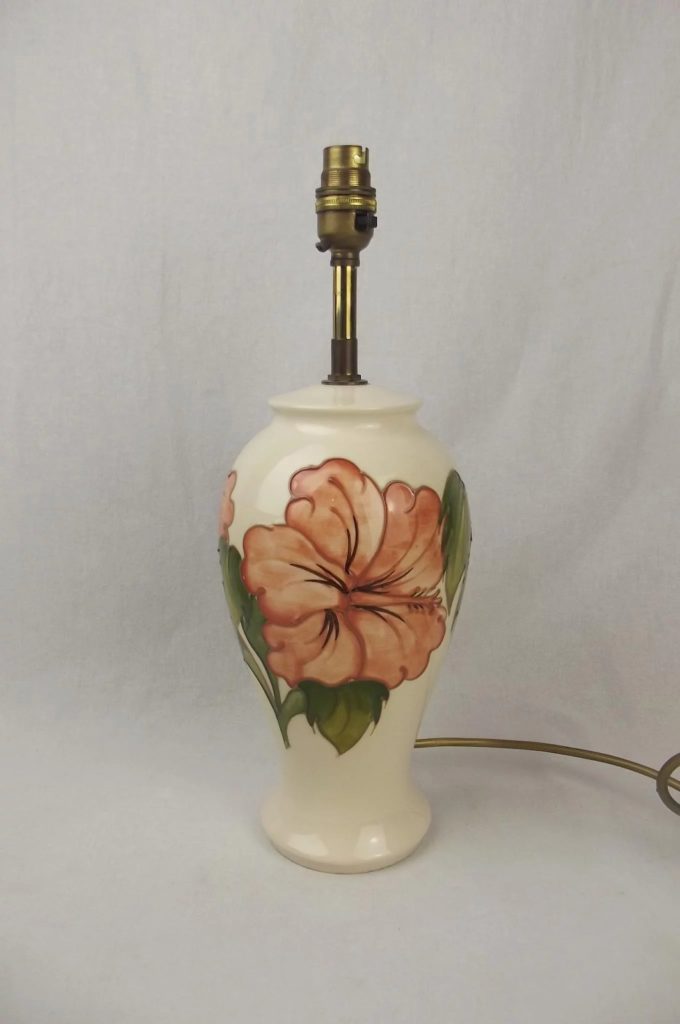 Moorcroft Hibiscus Pattern Large Ceramic Lamp Base #2 - Sally Antiques