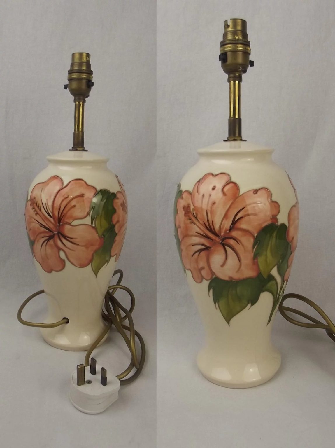 Moorcroft Hibiscus Pattern Large Ceramic Lamp Base #2 - Sally Antiques