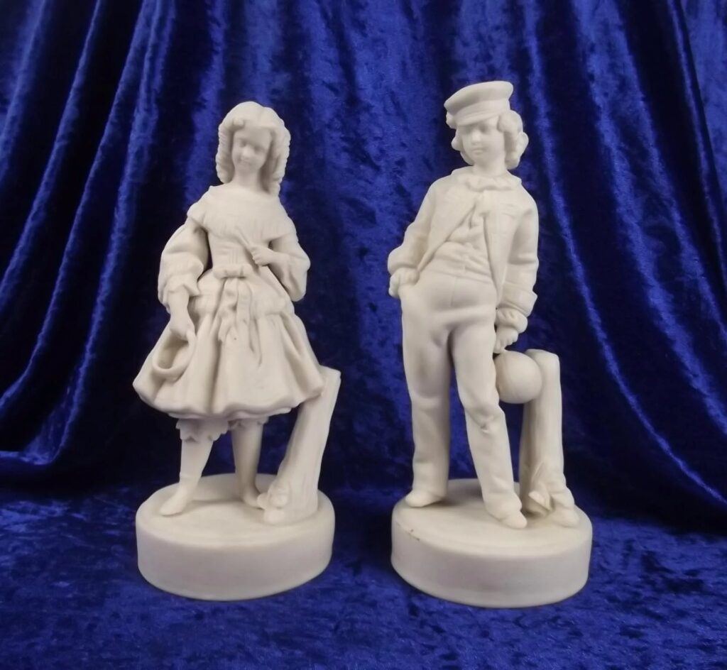 Victorian Pair Of Parian Ceramic Figures Of Children - Sally Antiques