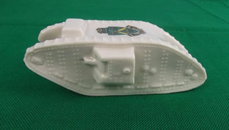 WW1 Goss Crested China British Tank - Man of Ross - Sally Antiques