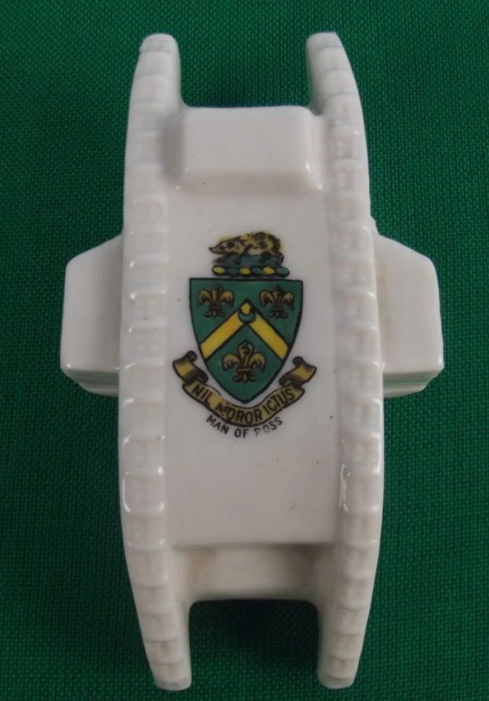 WW1 Goss Crested China British Tank - Man of Ross - Sally Antiques