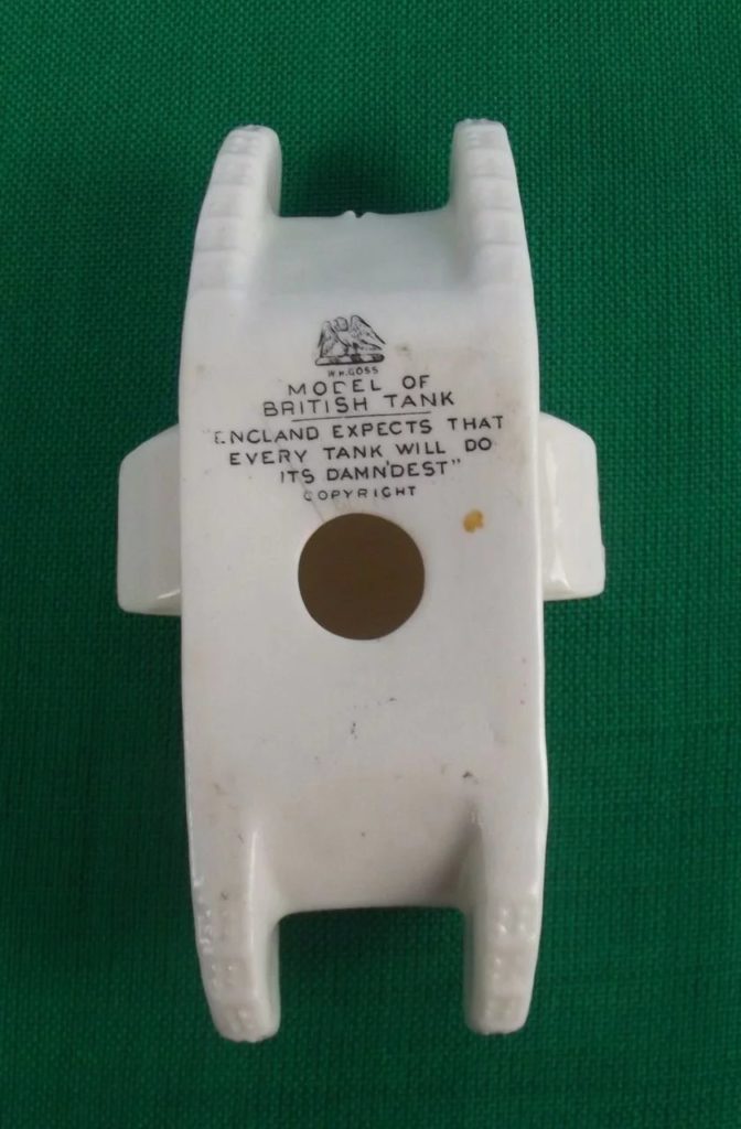 WW1 Goss Crested China British Tank - Man of Ross - Sally Antiques