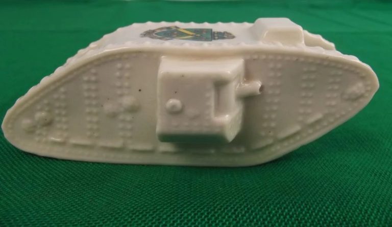WW1 Goss Crested China British Tank - Man of Ross - Sally Antiques
