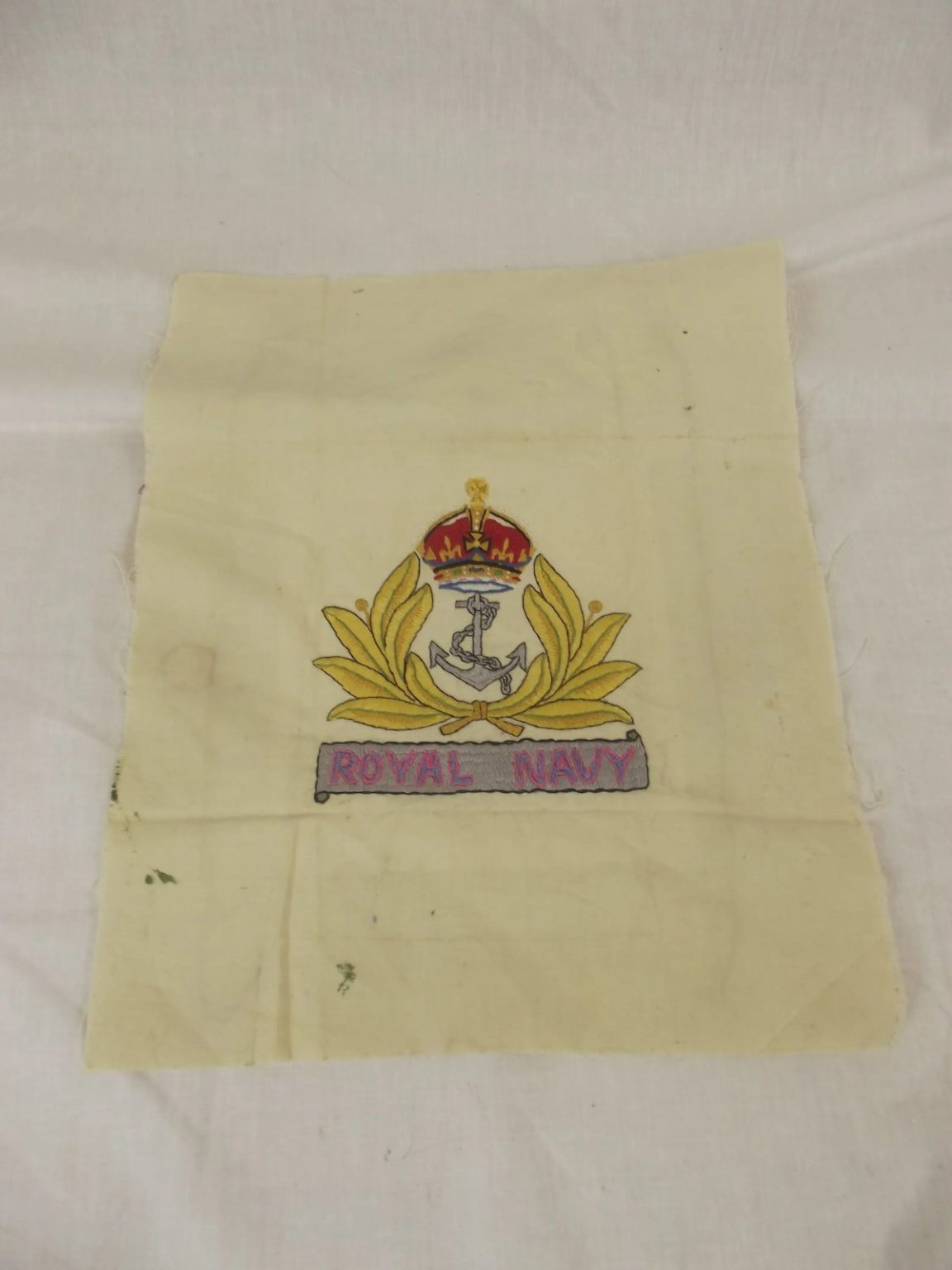 WW2 Embroided Royal Navy Fabric - Sally Antiques