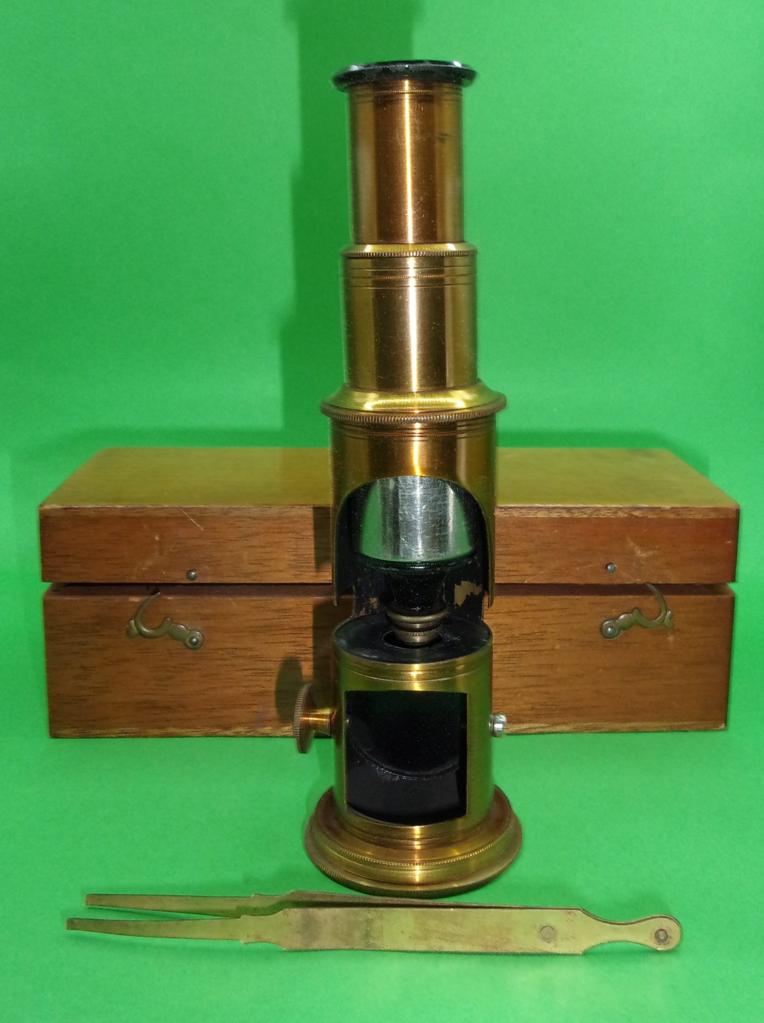 Circa 1900 Cased Brass Pocket Microscope #1 - Sally Antiques
