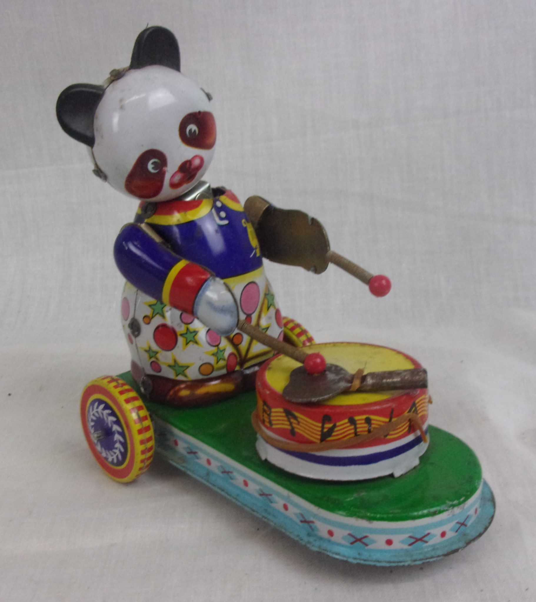Chinese Tinplate Clockwork Panda On Drums - Sally Antiques
