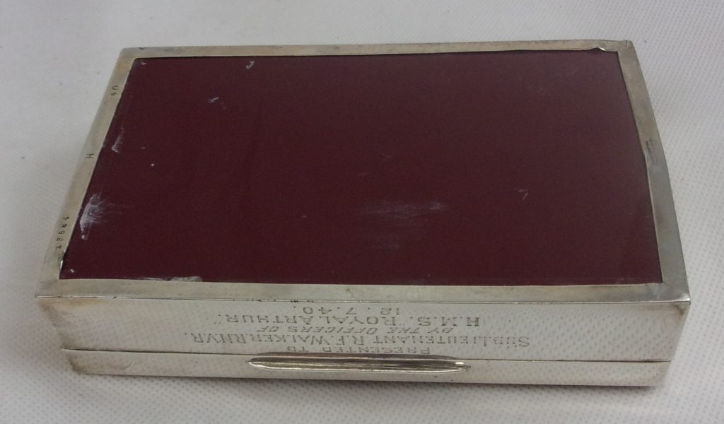 Sheffield 1939 Silver Cigarette Case HMS Royal Arthur - Sally Antiques