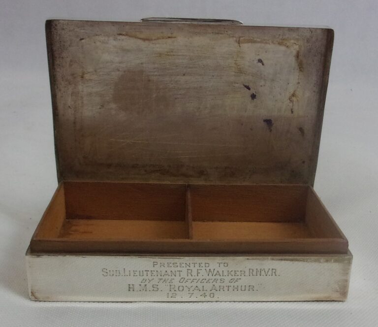 Sheffield 1939 Silver Cigarette Case HMS Royal Arthur - Sally Antiques