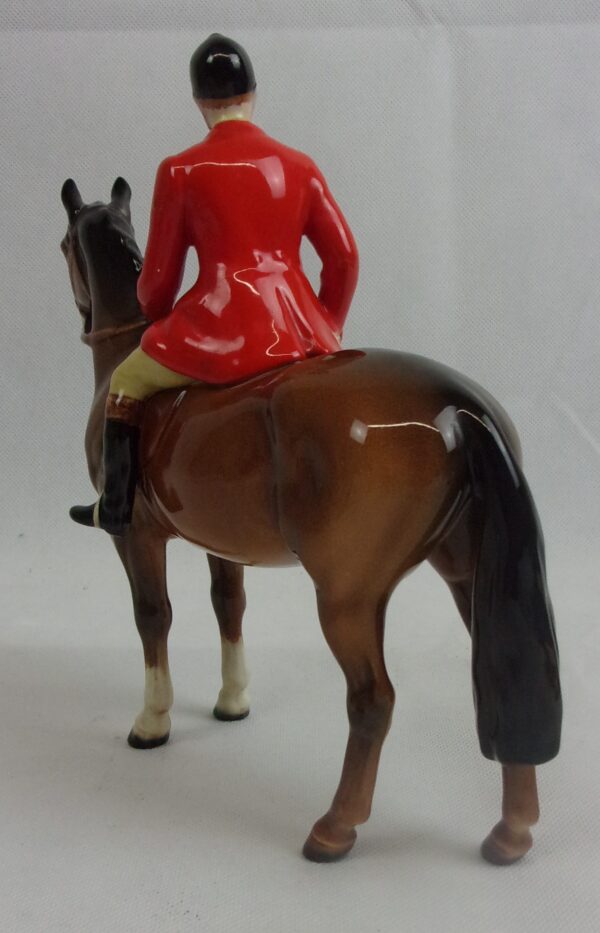 Beswick Hand Painted Ceramic Horse and Rider Figure Huntsman Red Jacket ...