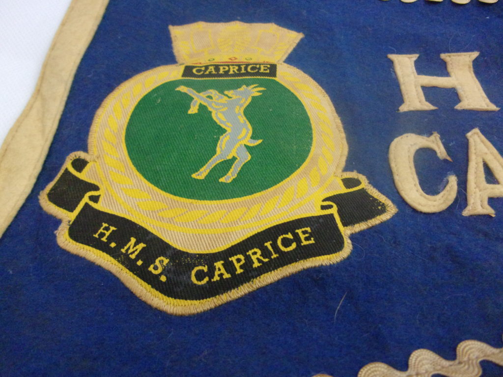 HMS Caprice 1944 C Class Light Cruiser Pennant - Sally Antiques