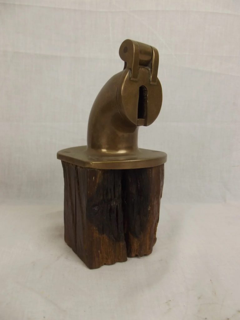 Vintage Bronze Stanchion Ring On Deck Timber - Sally Antiques