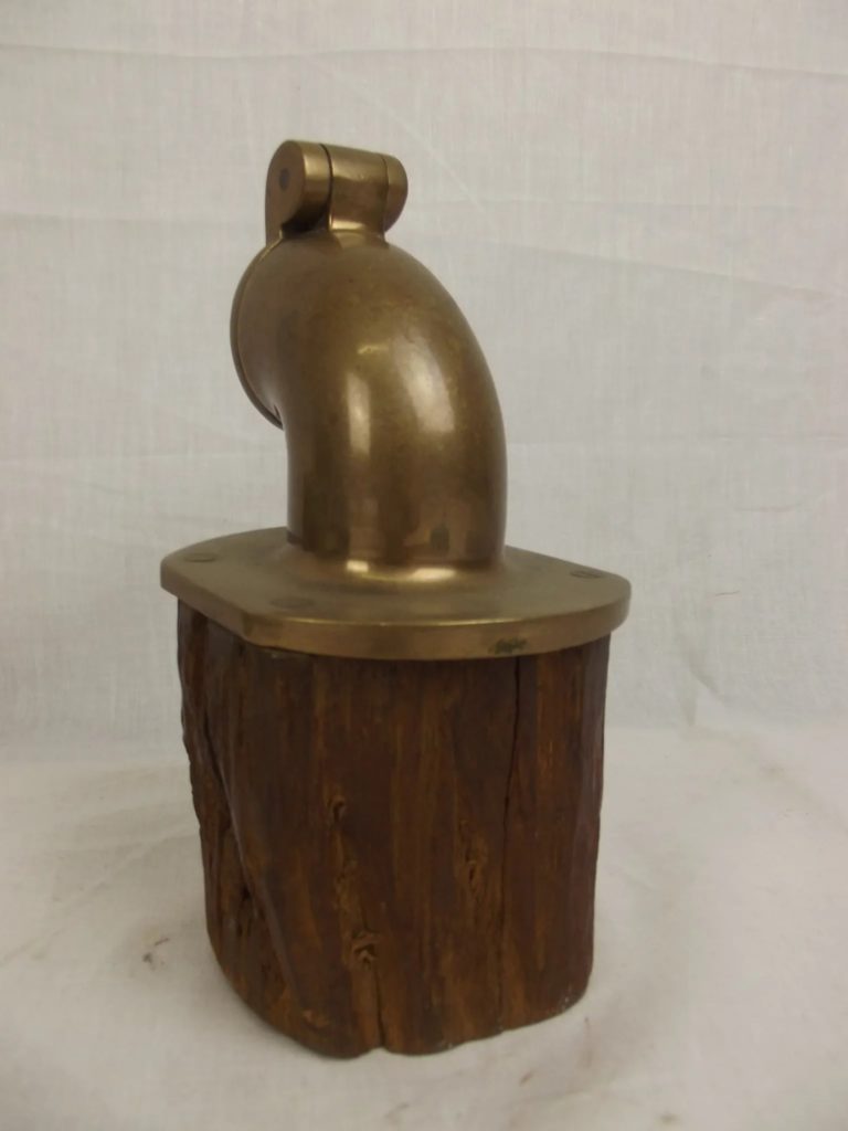 Vintage Bronze Stanchion Ring On Deck Timber - Sally Antiques