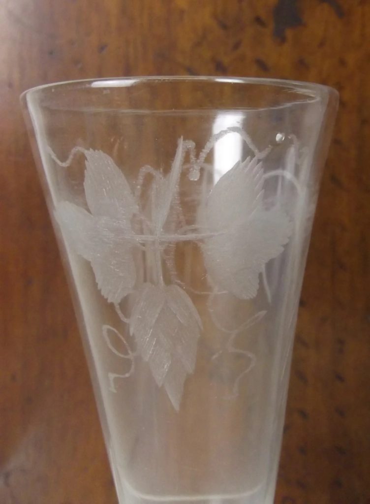Georgian Rounded Knop Etched Dwarf Ale Glass - Sally Antiques