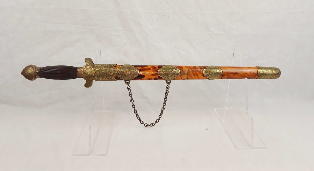 Circa 1800 Chinese Double Jian Short Swords With Scabbard - Sally Antiques