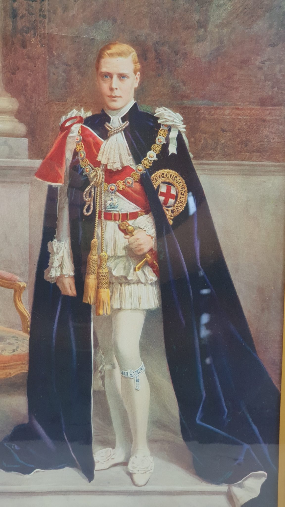 1936 Edward VIII In Garter Robes Chromolithograph - Sally Antiques