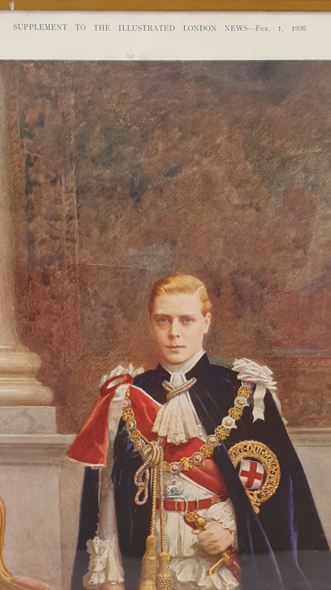1936 Edward VIII In Garter Robes Chromolithograph - Sally Antiques