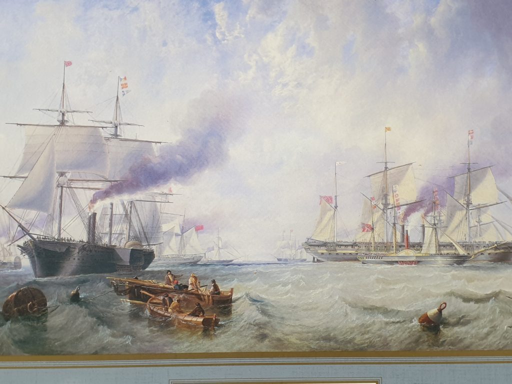 Framed Naval Review Spithead 1853 Print - Sally Antiques