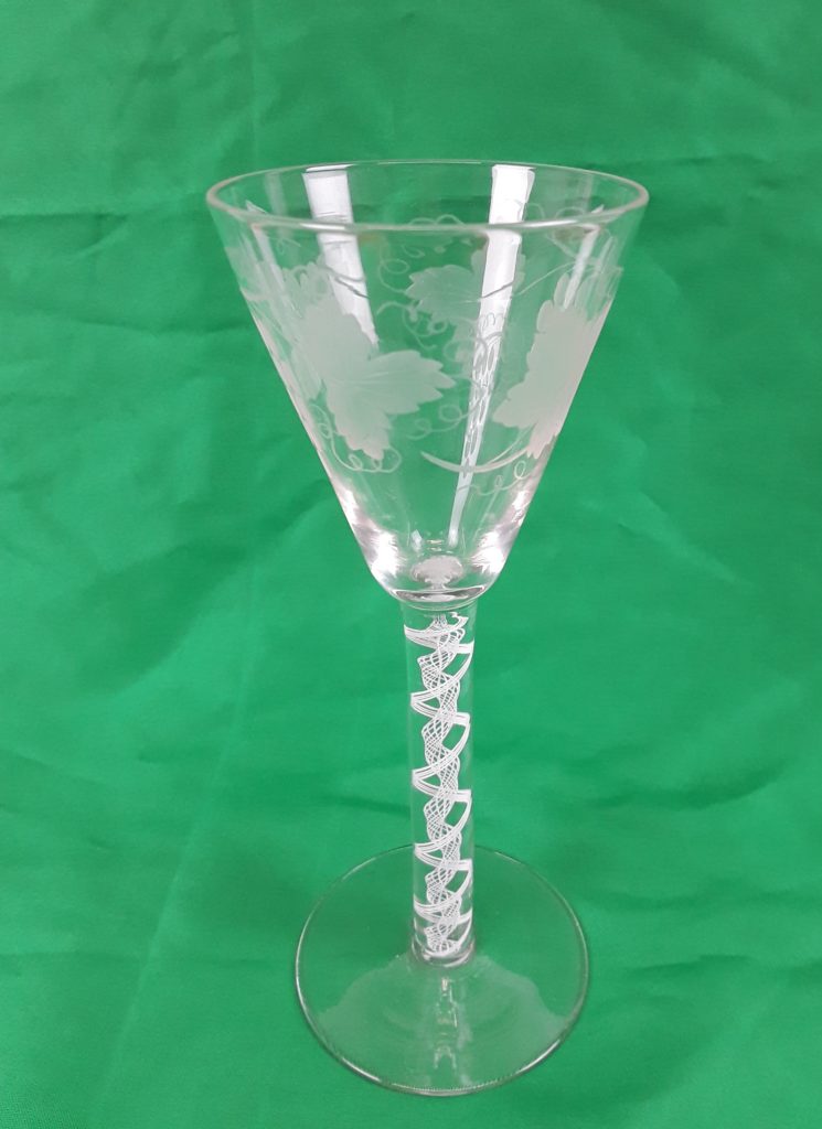 Saint Louis Green Mikado Pattern Wine Glass - Sally Antiques