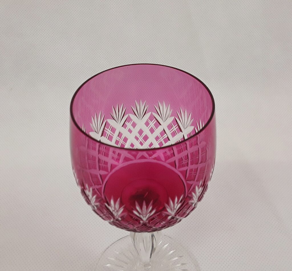 Saint Loius Cranberry Wine Glass - Sally Antiques