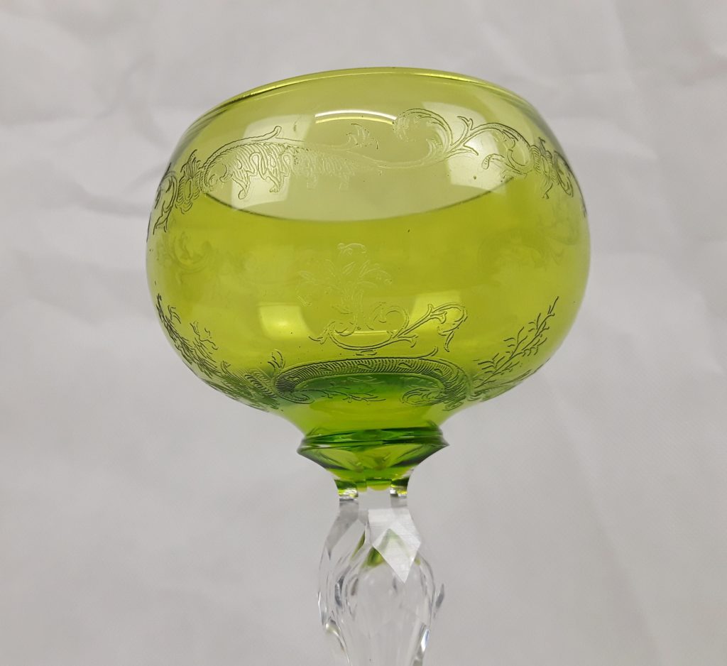 Saint Louis Green Mikado Pattern Wine Glass - Sally Antiques
