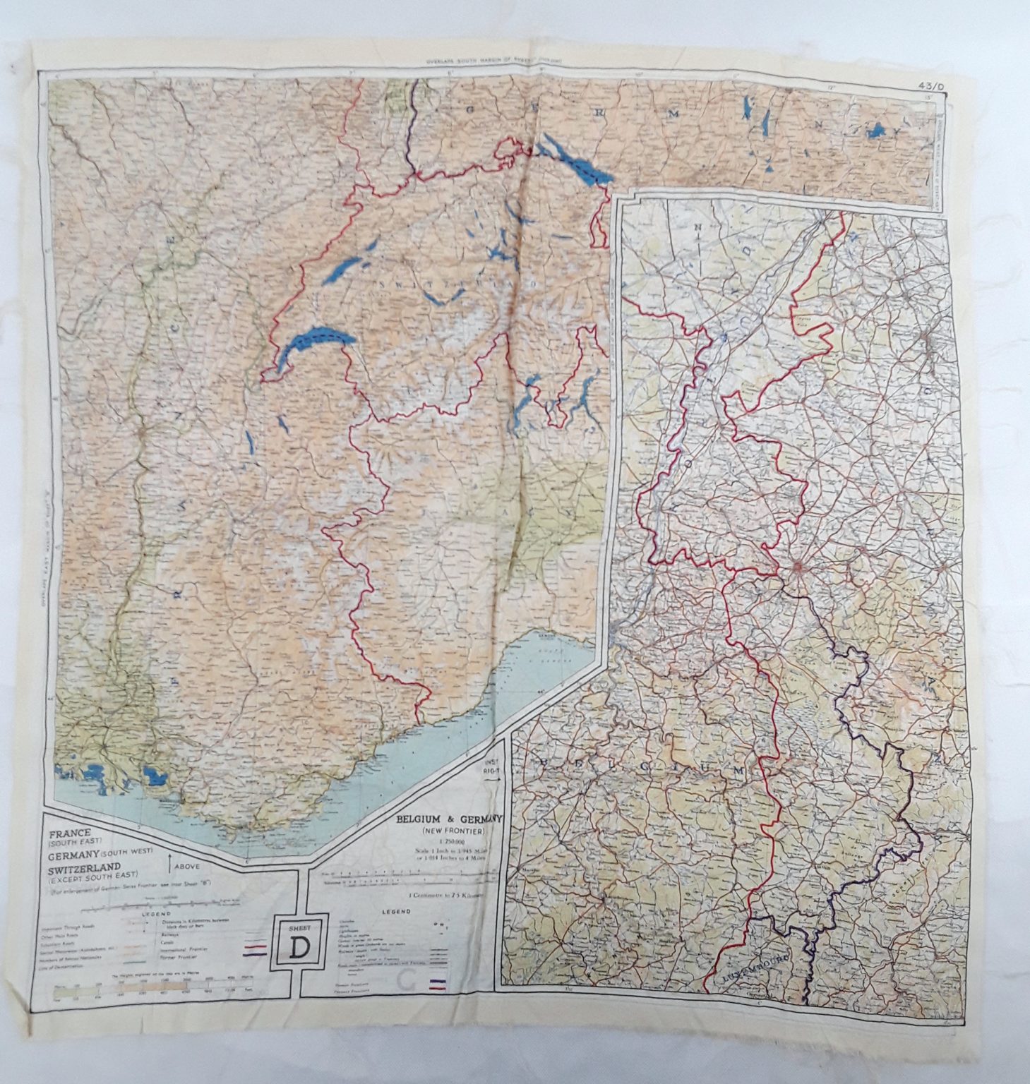 WW2 RAF Silk Escape Map Of Europe - Sally Antiques