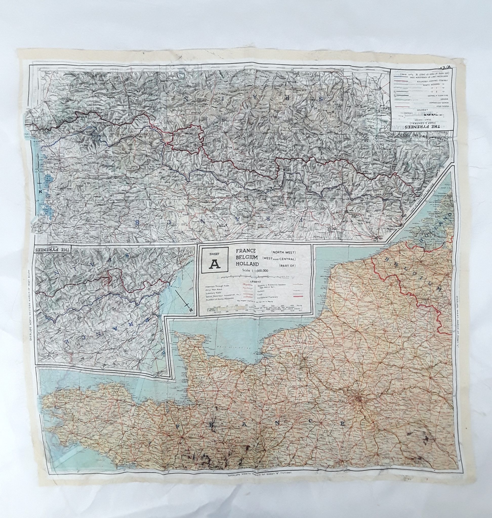 WW2 RAF Silk Escape Map Of Europe - Sally Antiques