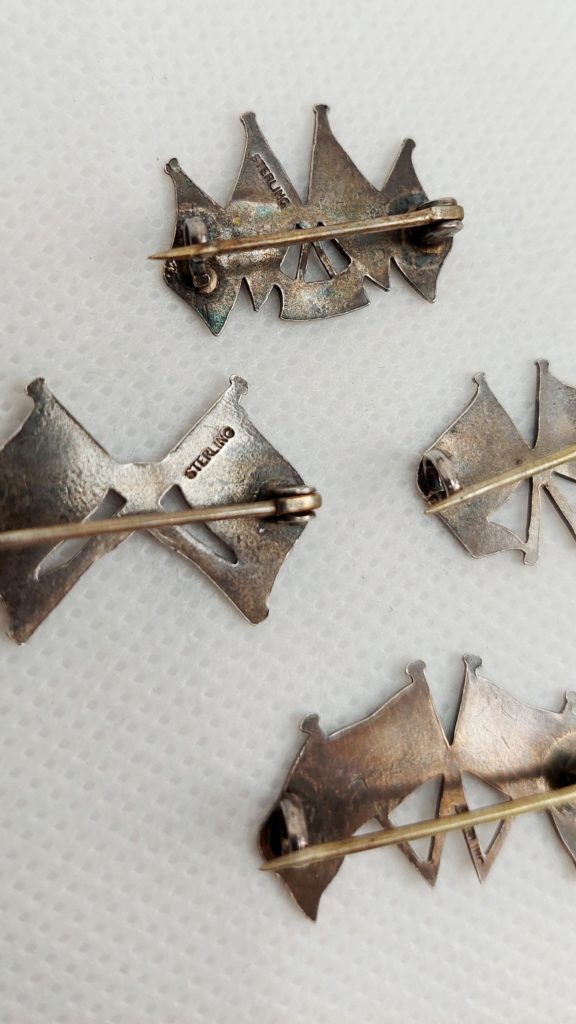 WW1 Allied Nations Sterling Silver Flag Pins - Sally Antiques