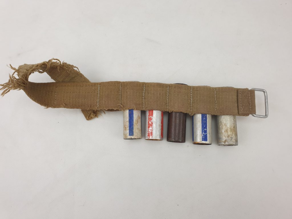 WW2 German Flare Pistol Belt With 5 Inert Used Cartridges - Sally Antiques