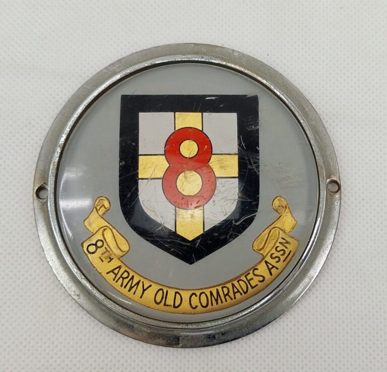 8th Army Old Comrades Association Car Badge - Sally Antiques