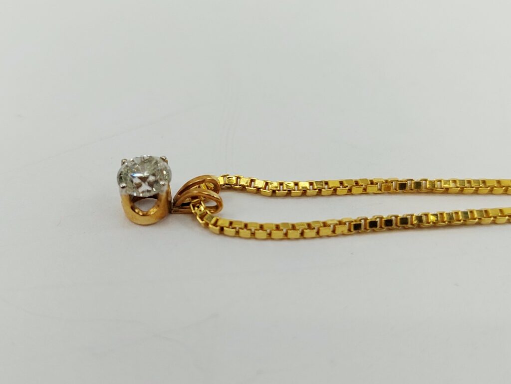9ct Gold Necklace with 10ct Gold 0.5 CTW Diamond Pendant - Sally Antiques