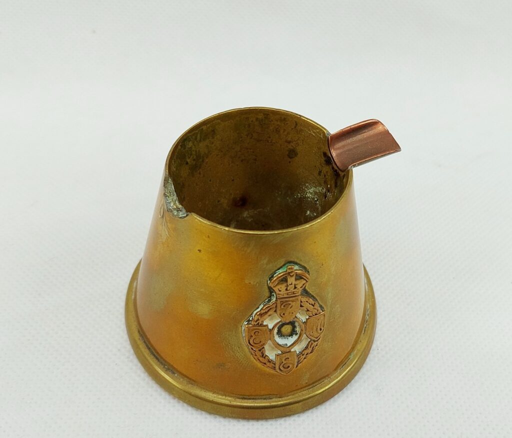 WW2 Trench Art Shell Nose Cone Ashtray With REME Badge - Sally Antiques