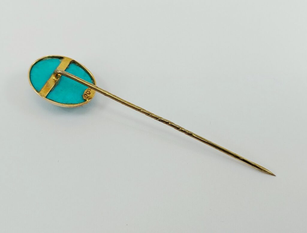 9ct Yellow Gold & Turquoise Pin Brooch - Sally Antiques
